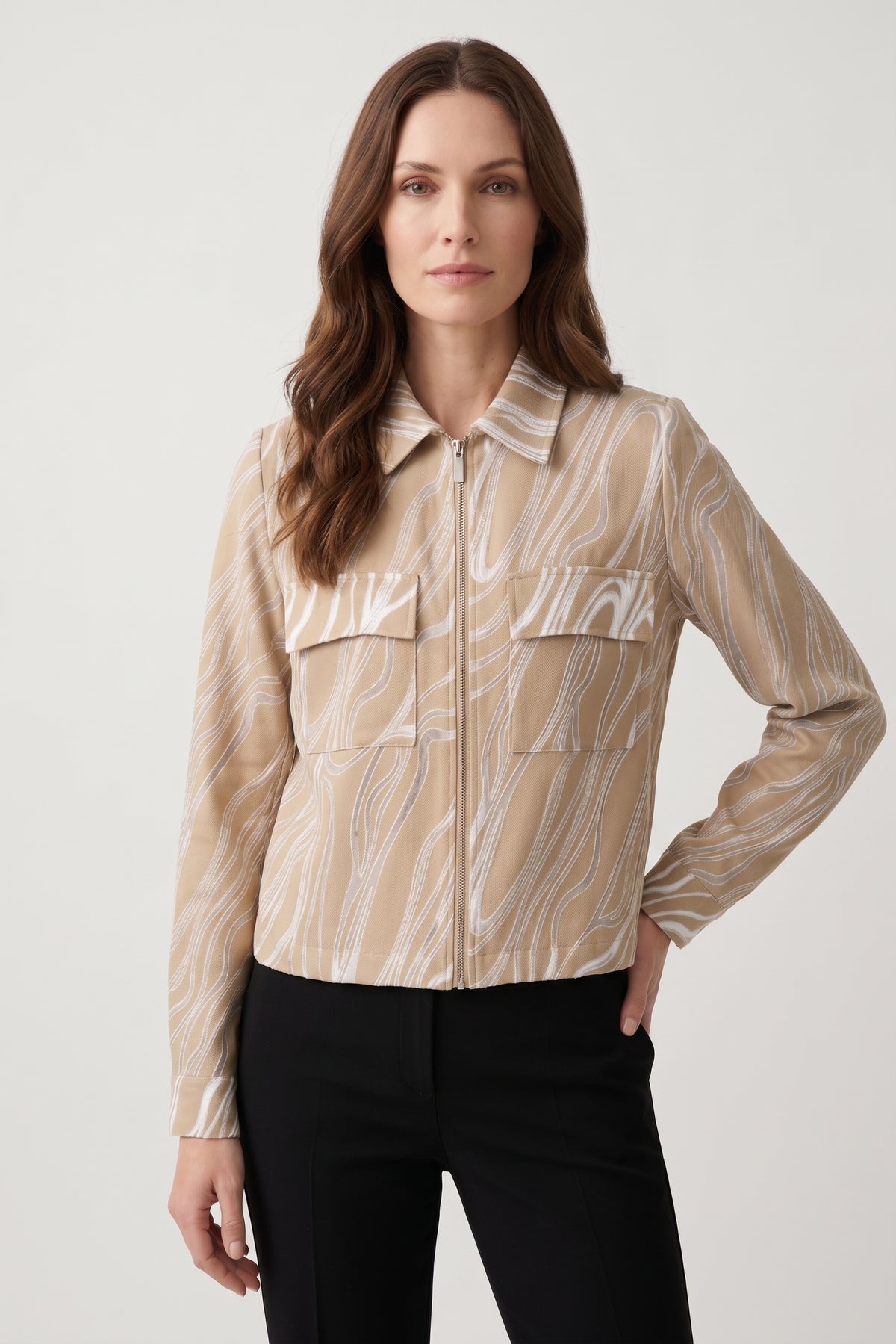 Buy Joseph Ribkoff Beige/Vanilla Marble Zip Front Jacket 261266 ...