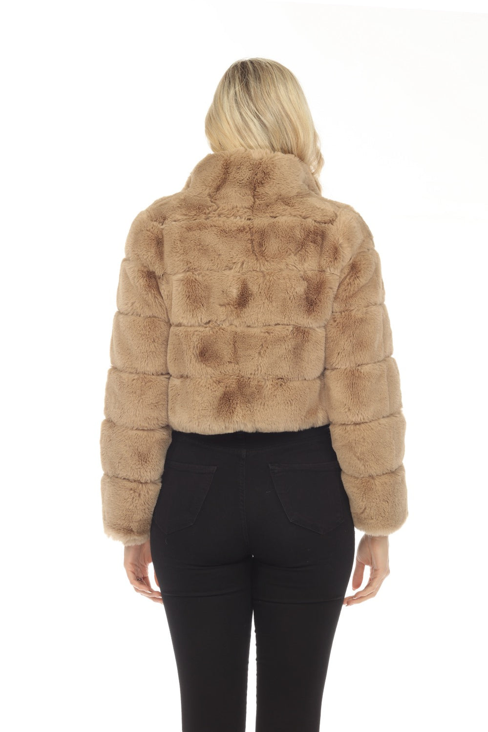 Belle Fare Premium The Devon Short Faux Rex Fur Bomber Jacket Coat FX1 ...