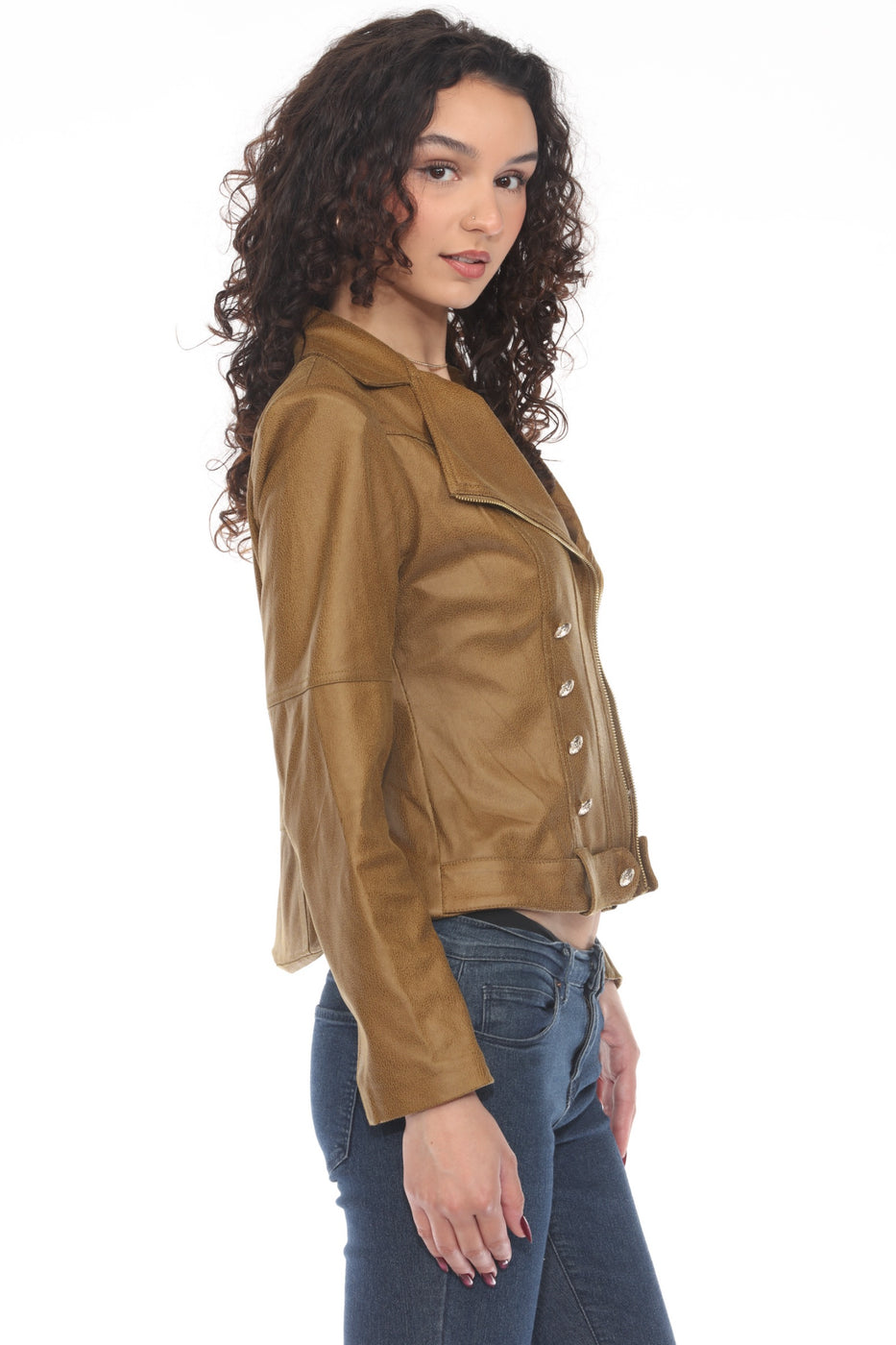Insight New York Willow Green Vegan Leather Military Jacket BCJ7605C ...
