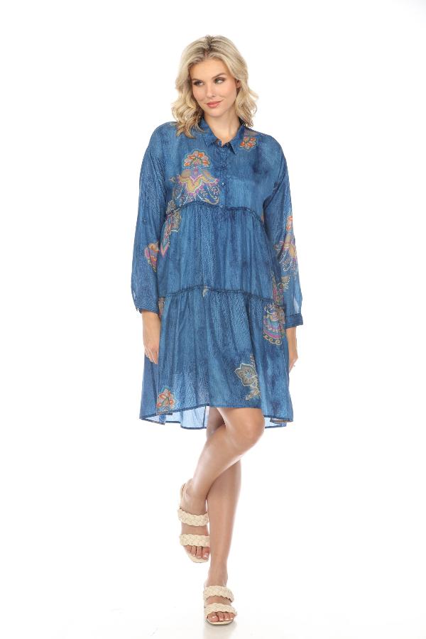 Sascha Silk Tiered Shirt Dress | Johnny Was — AfterRetail