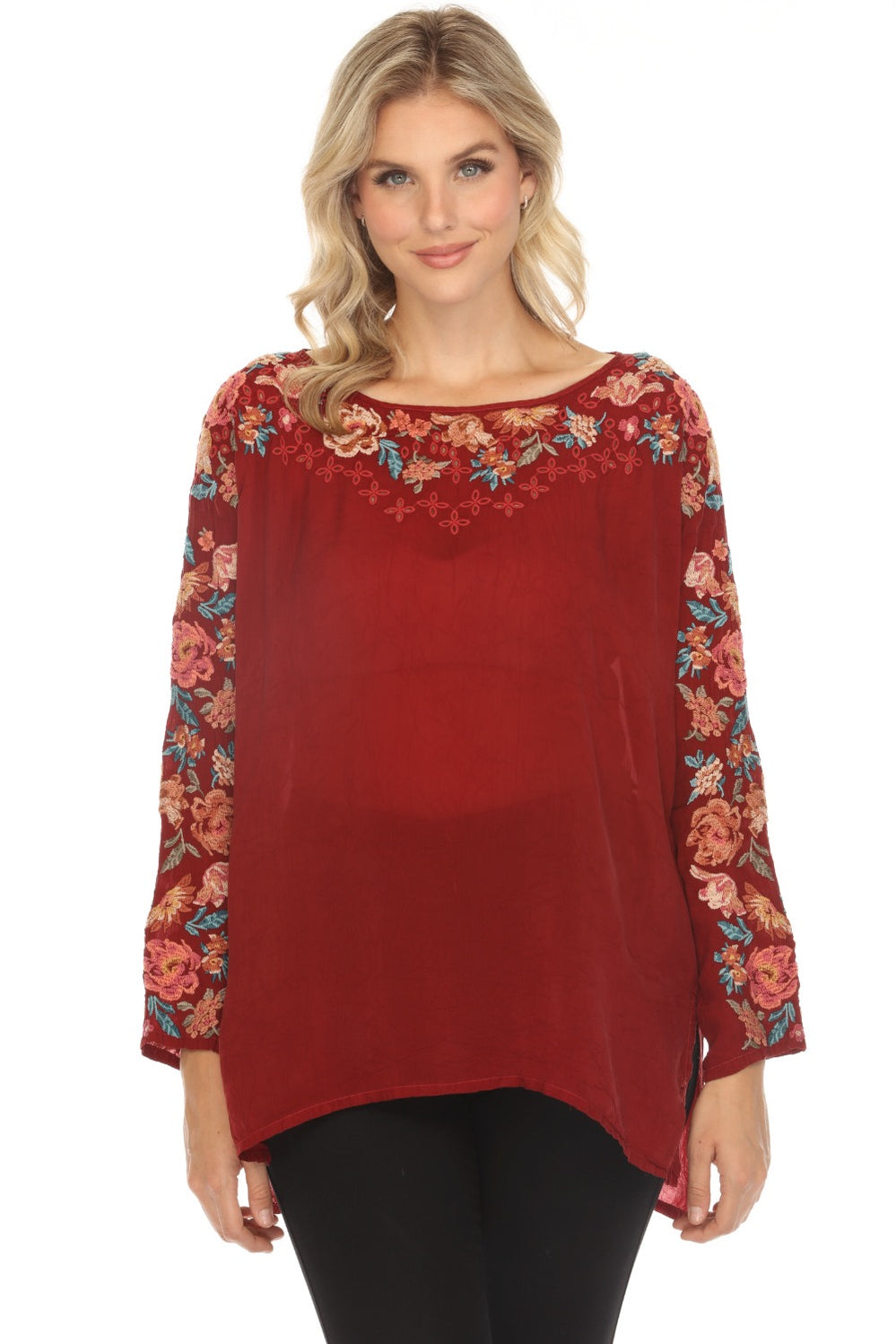 Johnny Was Floral Embroidered Tunic Top JW5678 — AfterRetail