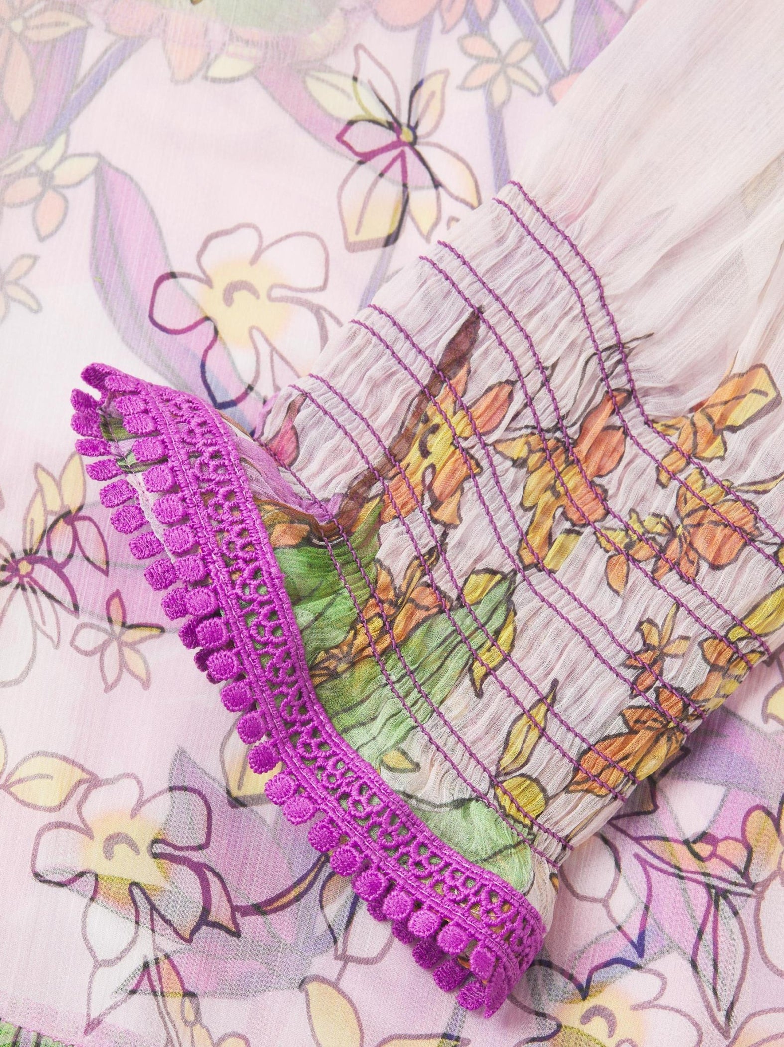 Johnny Was Jade Abbey Tiered Mini Dress | Floral Crinkle Chiffon ...