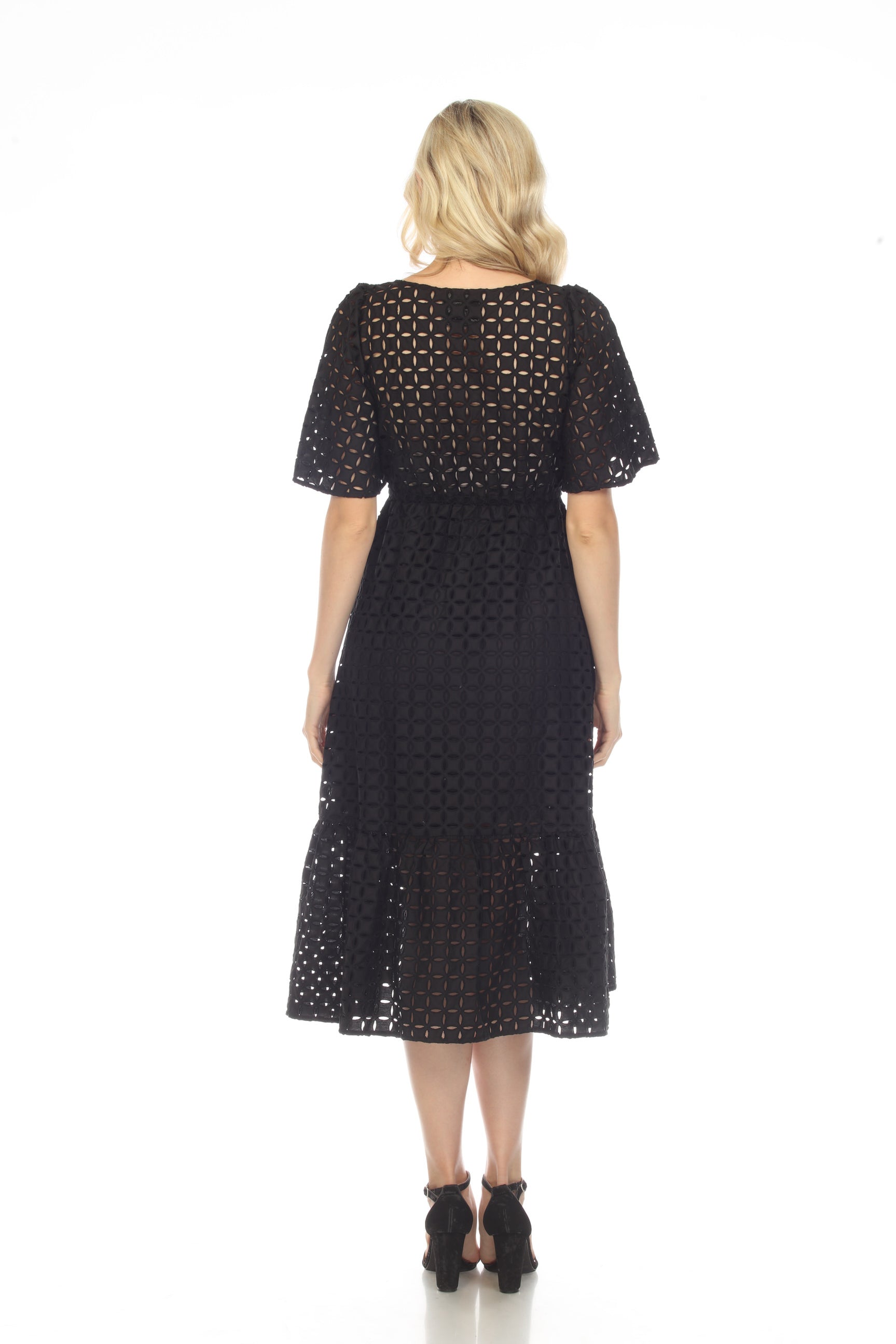 Jade Black Misty Eyelet Midi Dress | Johnny Was — AfterRetail
