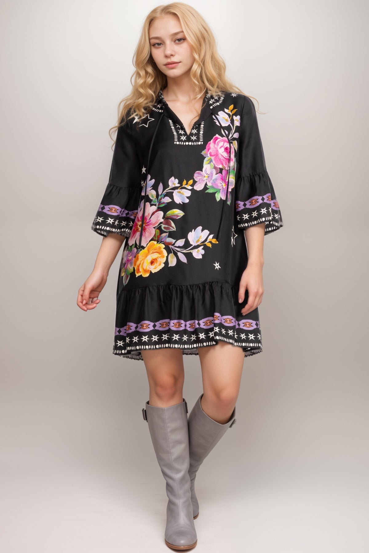 Johnny Was Hailee Mini Dress | Lightweight Floral Boho Dress for Women ...