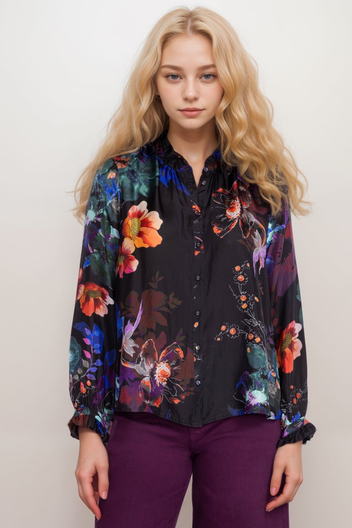 Women's Jolene Ruffle Silk Blouse C18624-9 | Johnny Was — AfterRetail