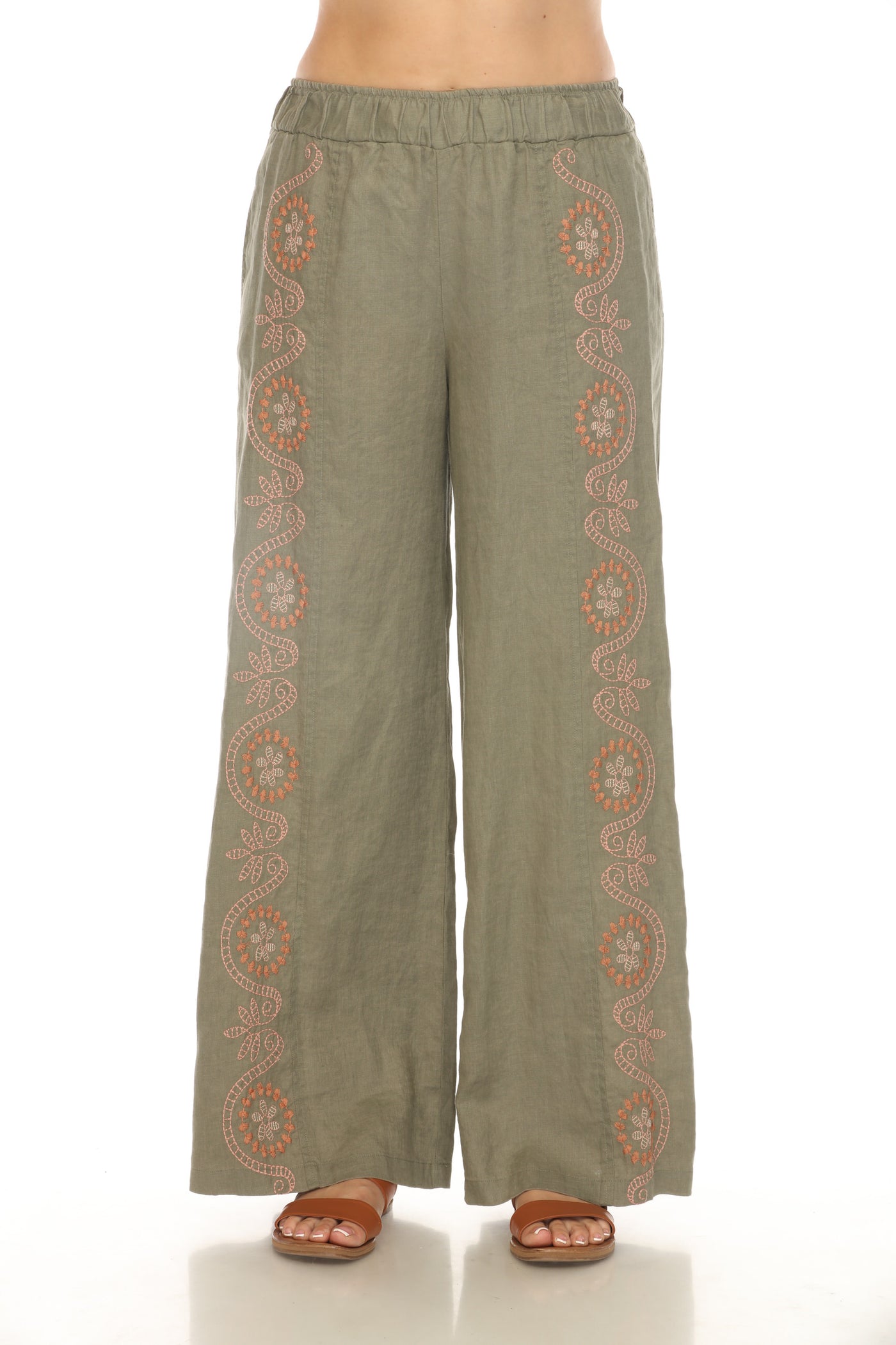 Linen Embroidered Wide Leg Pants | Johnny Was — AfterRetail