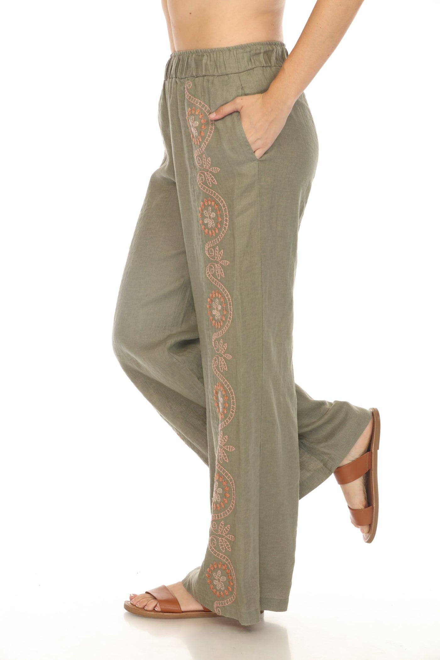 Linen Embroidered Wide Leg Pants | Johnny Was — AfterRetail