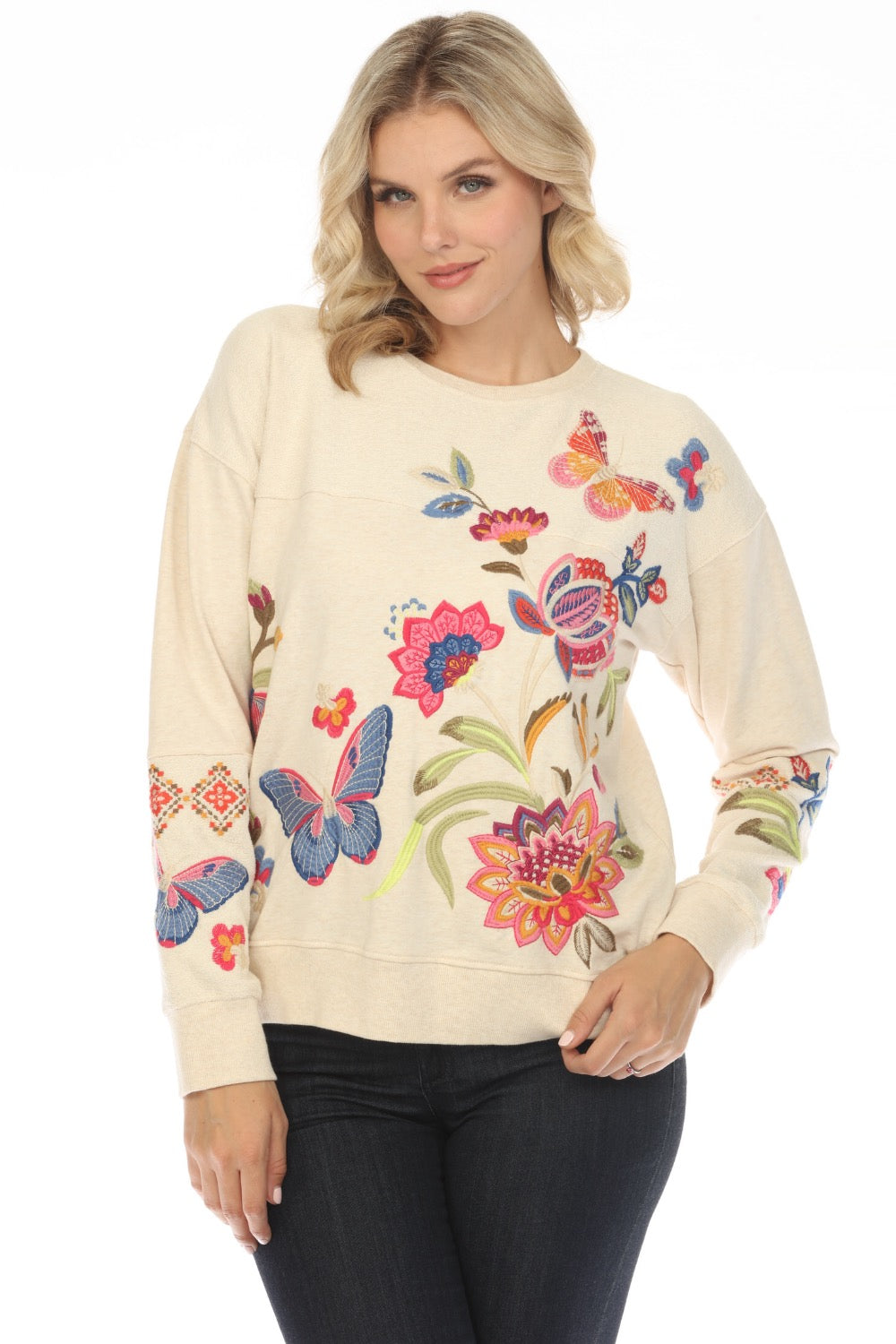 Johnny Was JWLA Gracey Relaxed French Terry Mix Sweatshirt J40024 ...