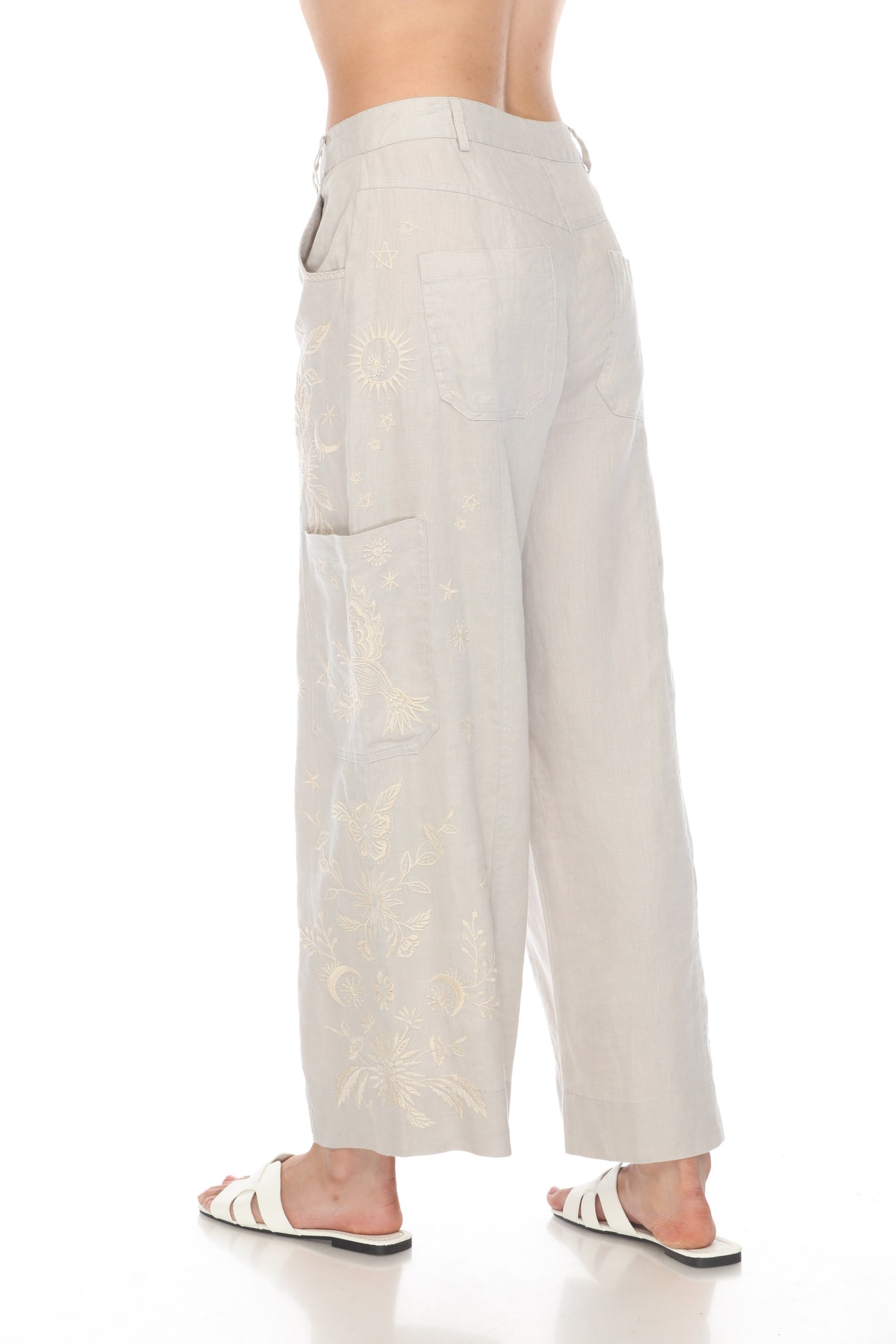 Johnny Was JWLA Oleander Linen Wide Leg Cropped Pants Boho Chic J67323 ...