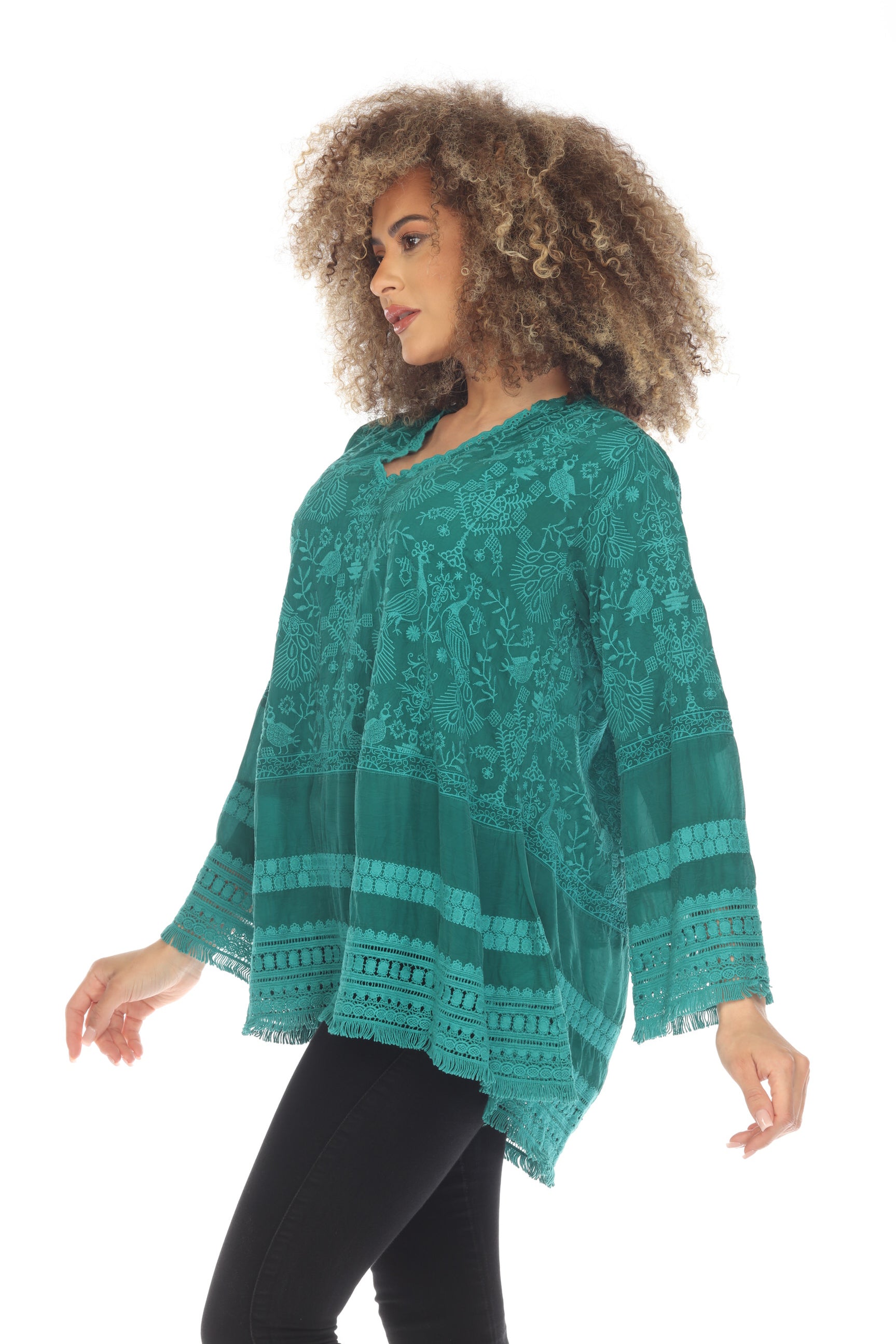 Peacock Island Embroidered Fringe Tunic | Johnny Was — AfterRetail