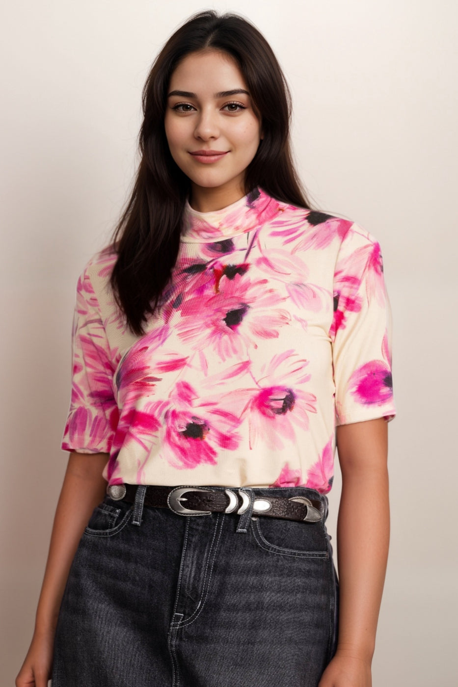 Johnny Was Janie Fitted Elbow Sleeve Mock Neck Top | Plus Size Bold ...