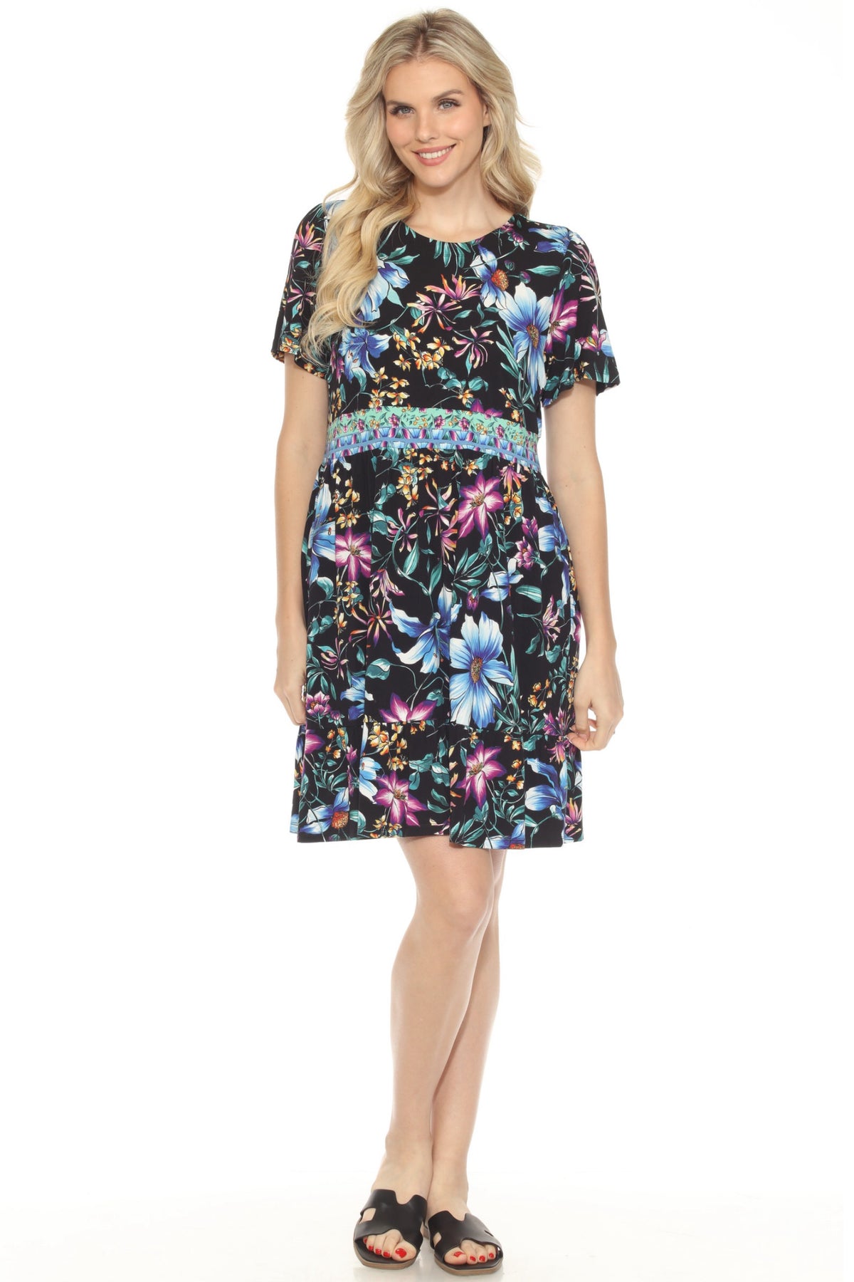 Johnny Was Janie Favorite Keyhole Tier Dress | Soft Floral Women’s Dress with Tiered Hem ...