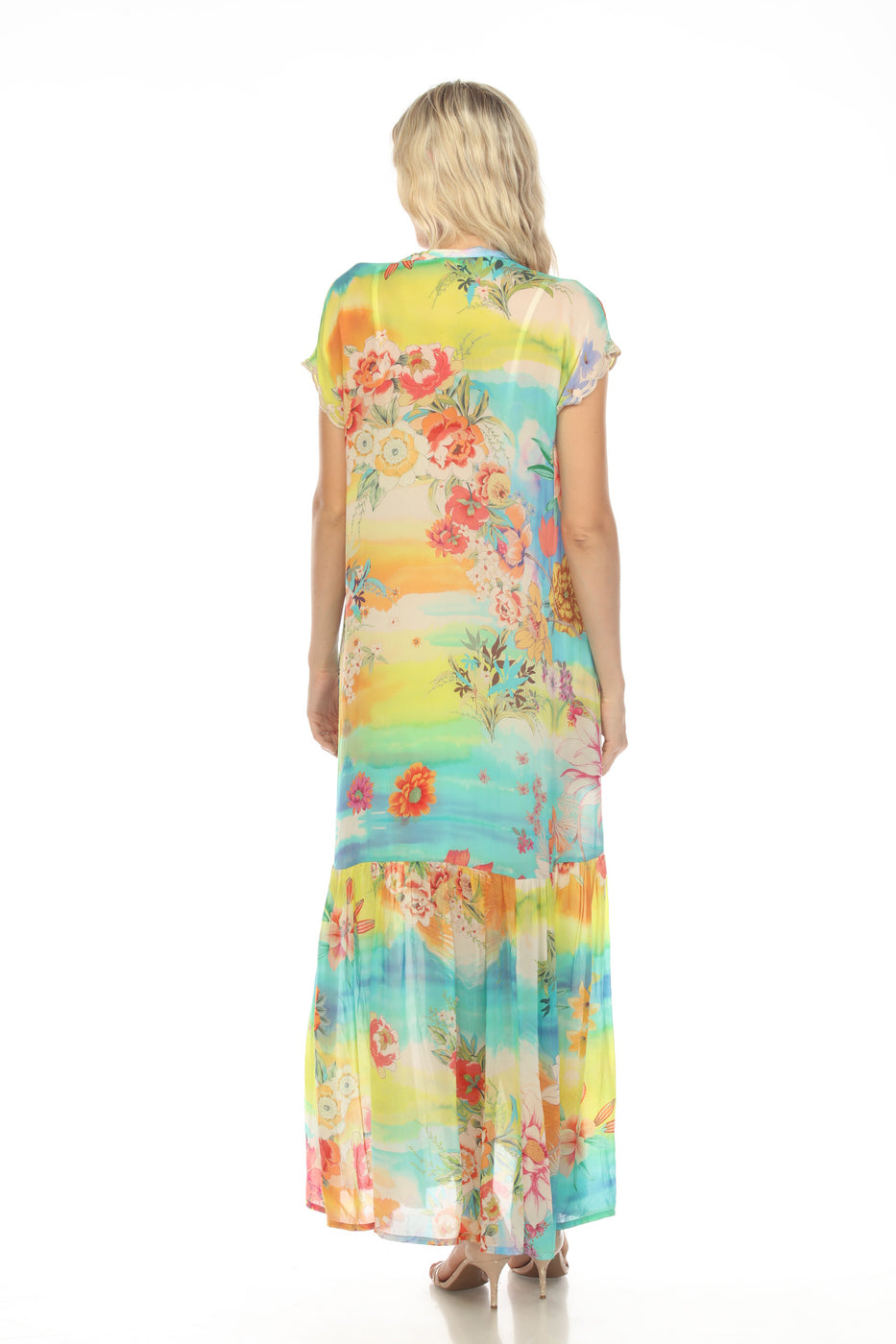 Johnny Was Tie Dye Alba Cap Sleeve Maxi Dress C37223A4 — AfterRetail