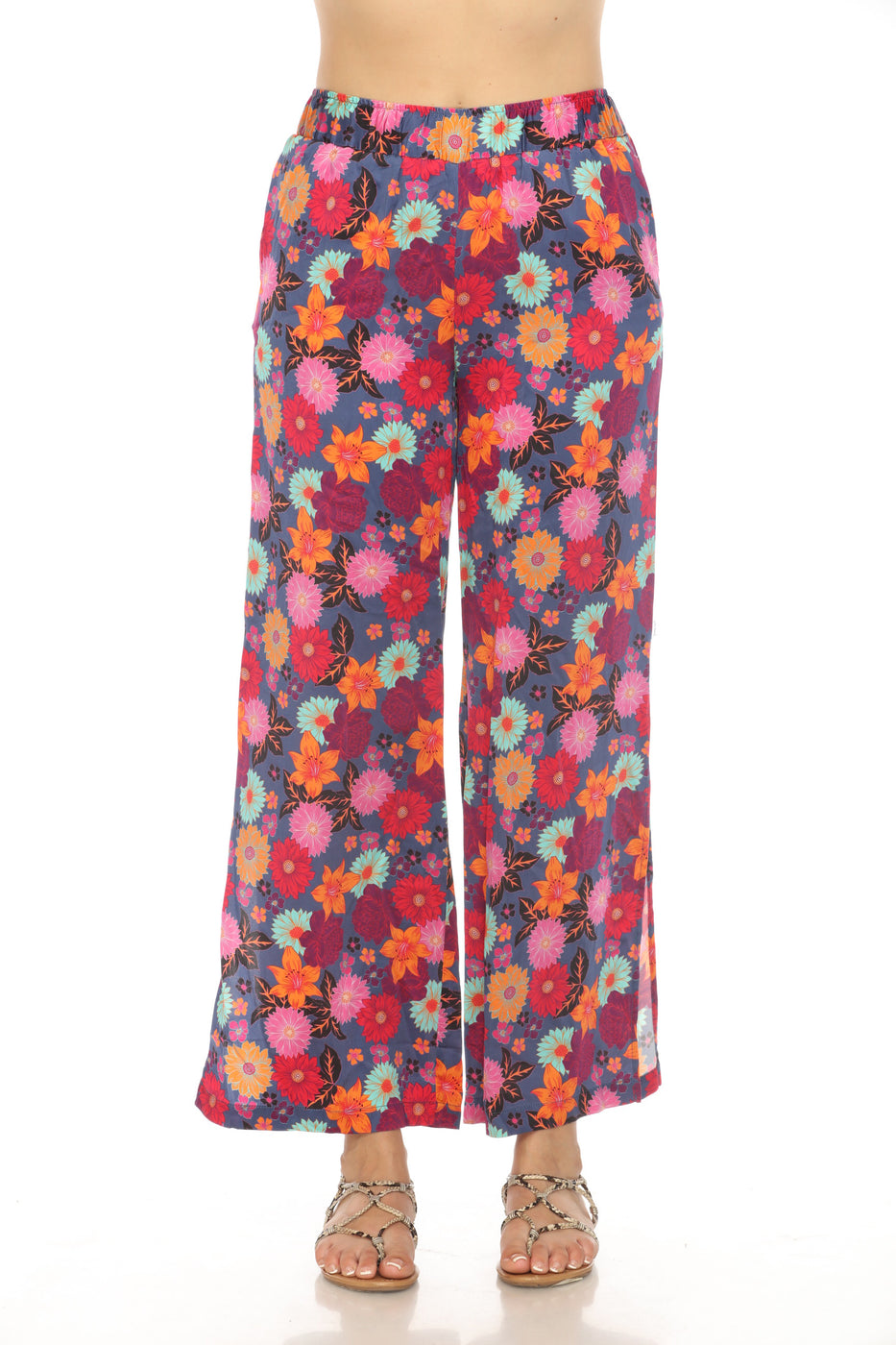 Johnny Was Workshop Floral Silk Side Slit Wide Leg Pants W69823 ...