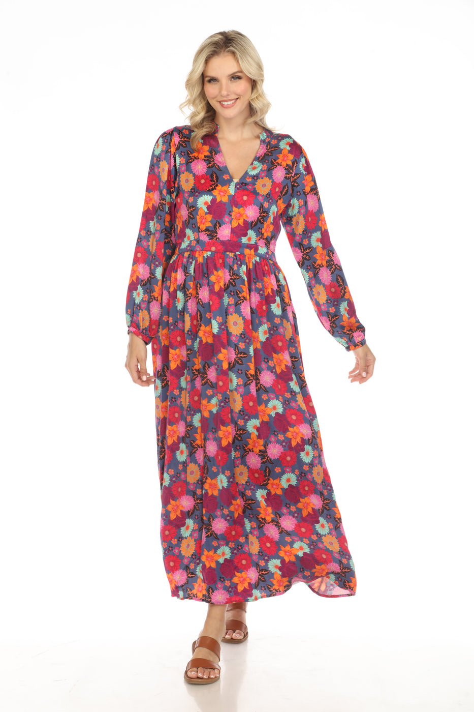 Split Front Merida Silk Maxi Dress in Floral Print | Johnny Was ...