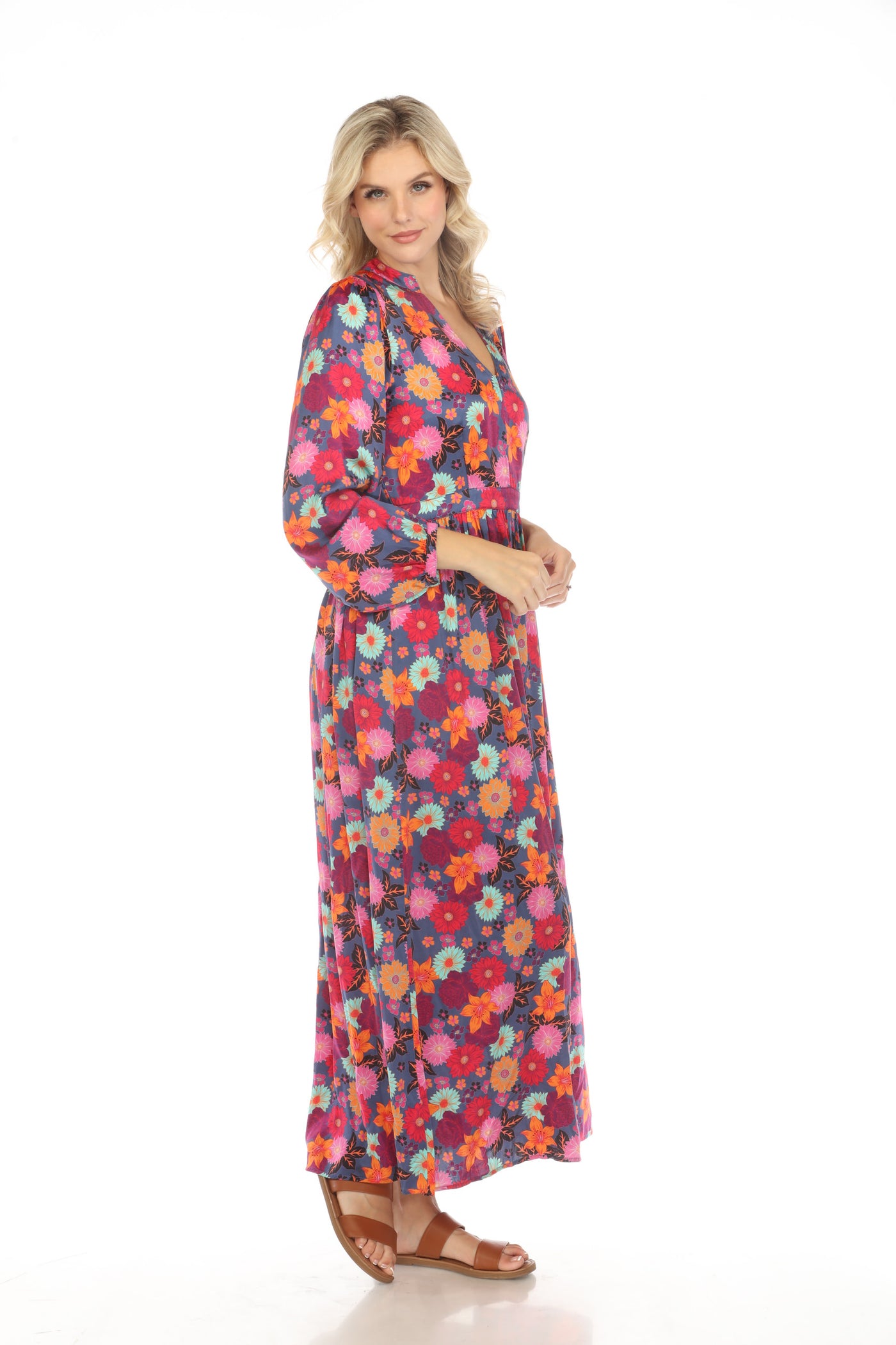 Split Front Merida Silk Maxi Dress in Floral Print | Johnny Was ...