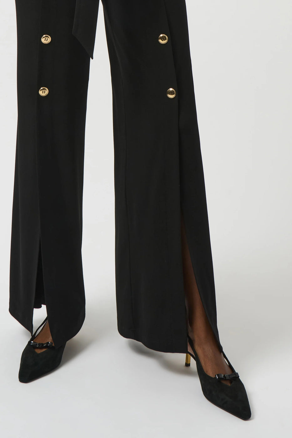 Joseph Ribkoff Jumpsuit – Belted Wide Leg One Piece with Gold Button ...