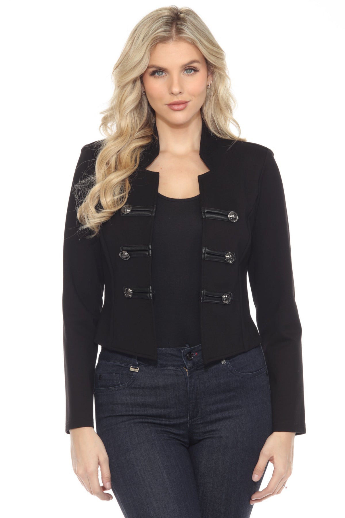 Joseph Ribkoff Black Double Breasted Military Jacket 244127 — AfterRetail