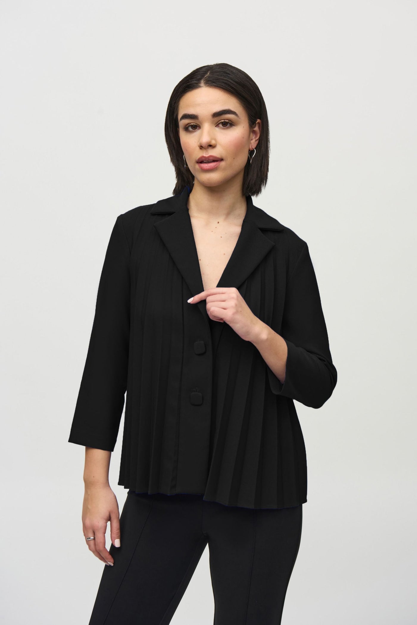 Pleated 3/4 Sleeve Trapeze Jacket | Joseph Ribkoff — AfterRetail