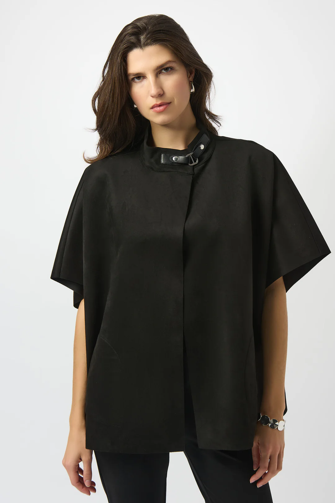 Joseph Ribkoff Black Stand Collar Cover-Up Poncho 253240 — AfterRetail