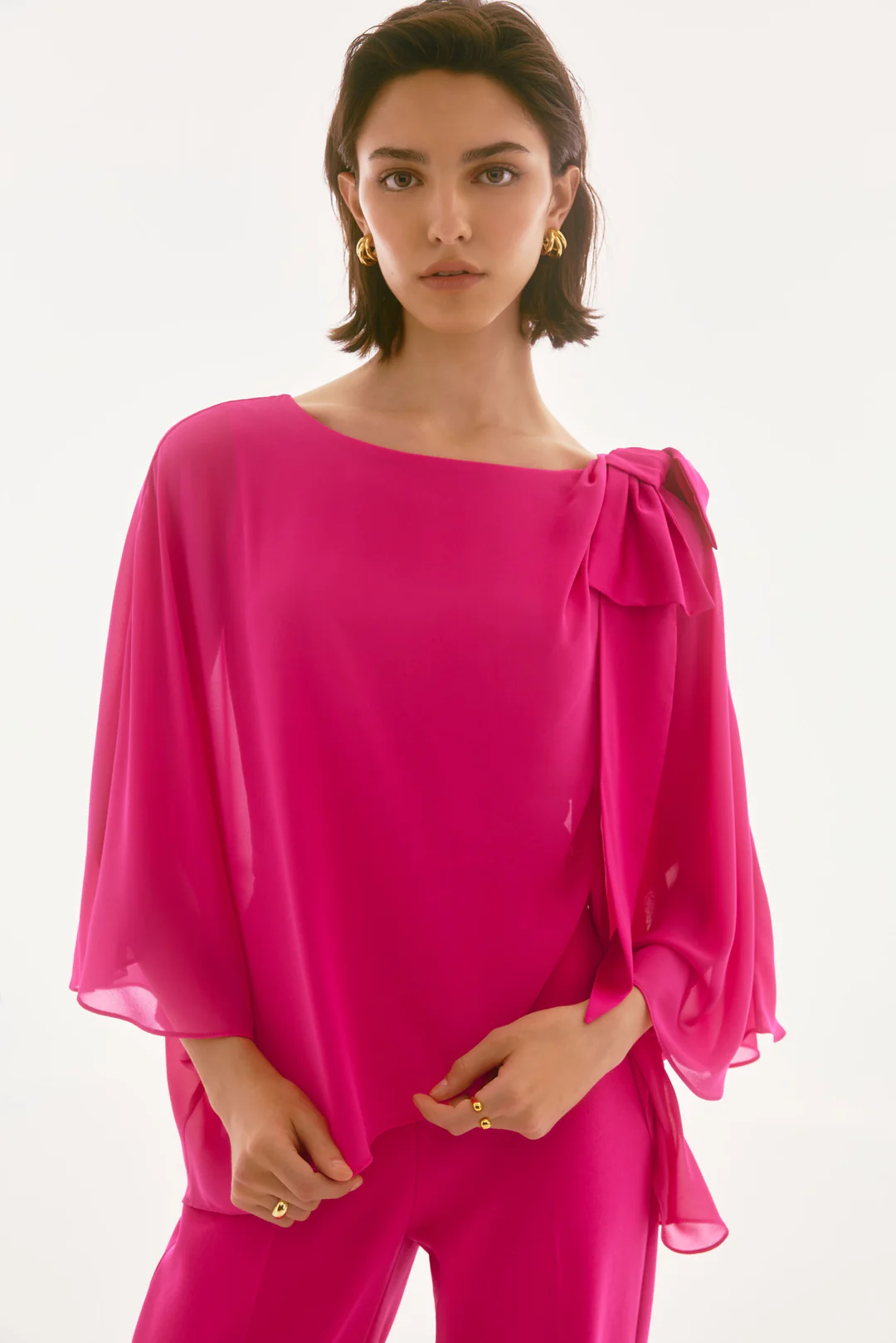 Joseph Ribkoff Boat Neck Asymmetric Chiffon Overlay Top 251739 ...