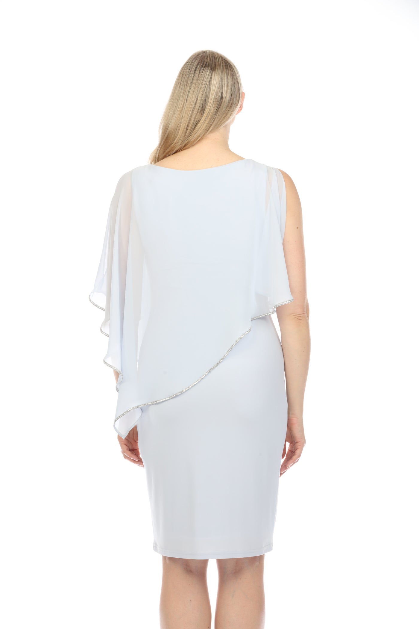 Joseph Ribkoff Celestial Blue Rhinestone Chiffon Overlay Sheath Dress ...