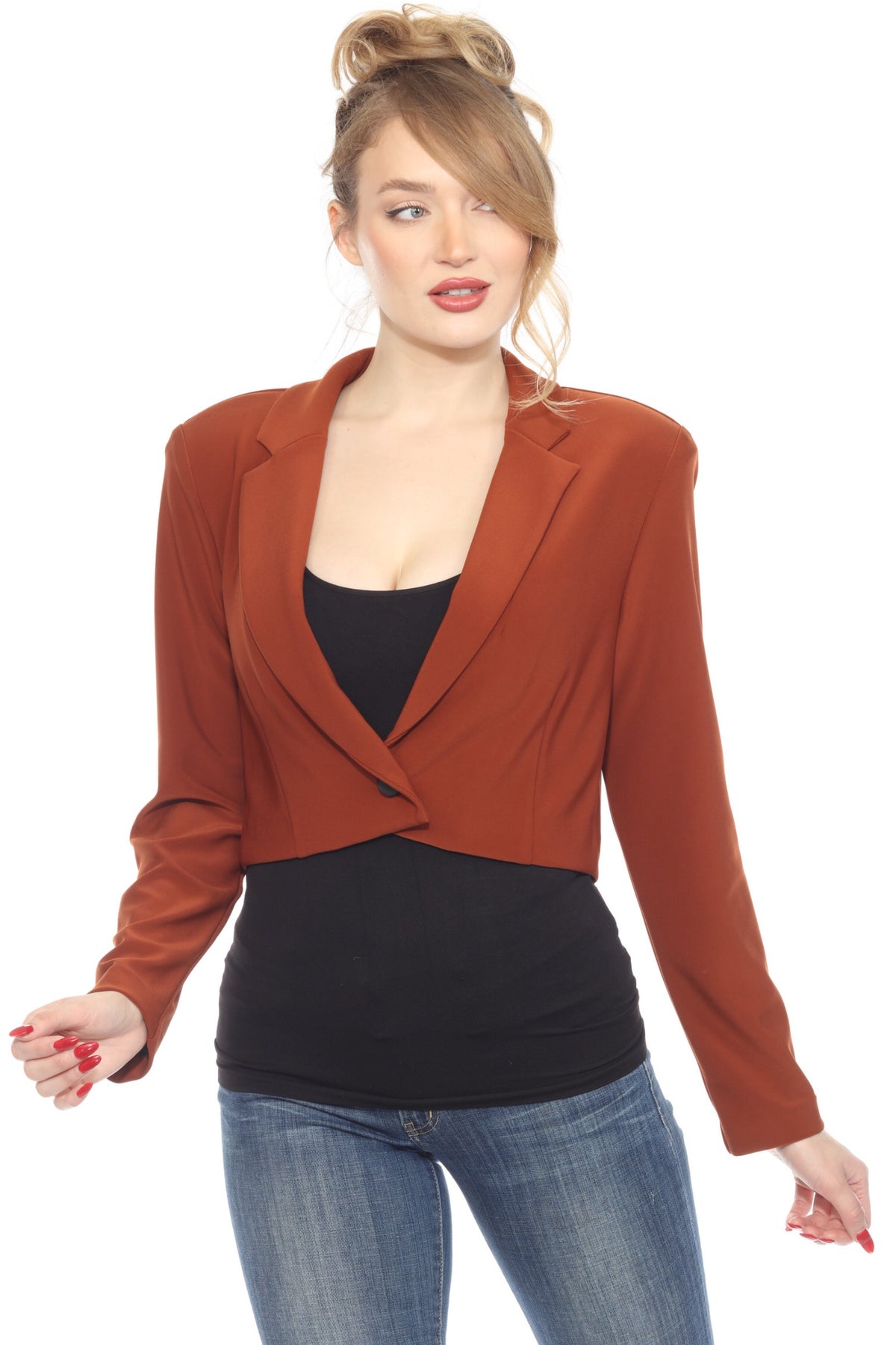 Joseph Ribkoff Cinnamon Cropped Blazer Jacket 243214 — AfterRetail