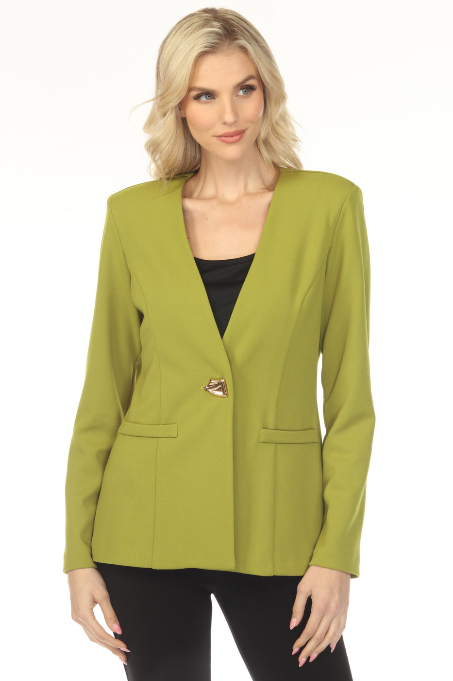 Buy Joseph Ribkoff Fern Green Collarless Long Sleeve Blazer 253746 ...