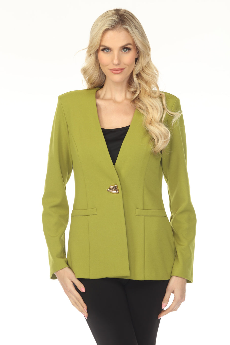 Buy Joseph Ribkoff Fern Green Collarless Long Sleeve Blazer 253746 ...