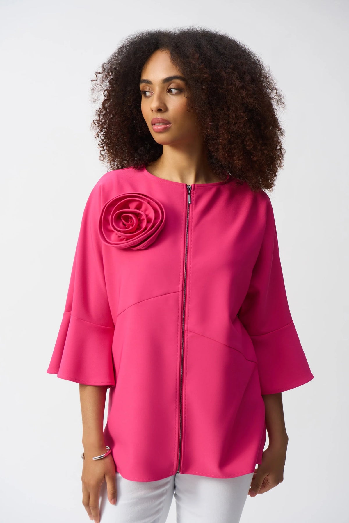 Joseph Ribkoff Geranium Rosette Detail Zip Front Jacket 251109 — AfterRetail