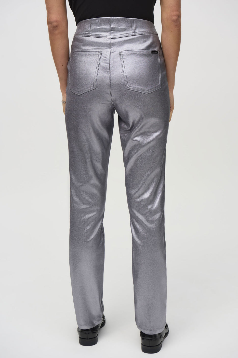Joseph Ribkoff Gunmetal Metallic Coated Denim Slim Ankle Pants 244952 ...
