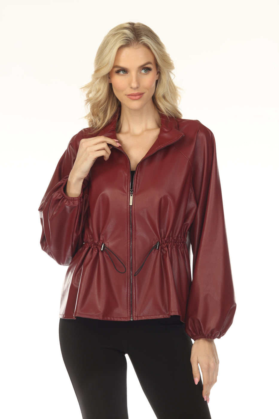 Buy Joseph Ribkoff Merlot Faux Leather Zip Front Jacket 253263 ...