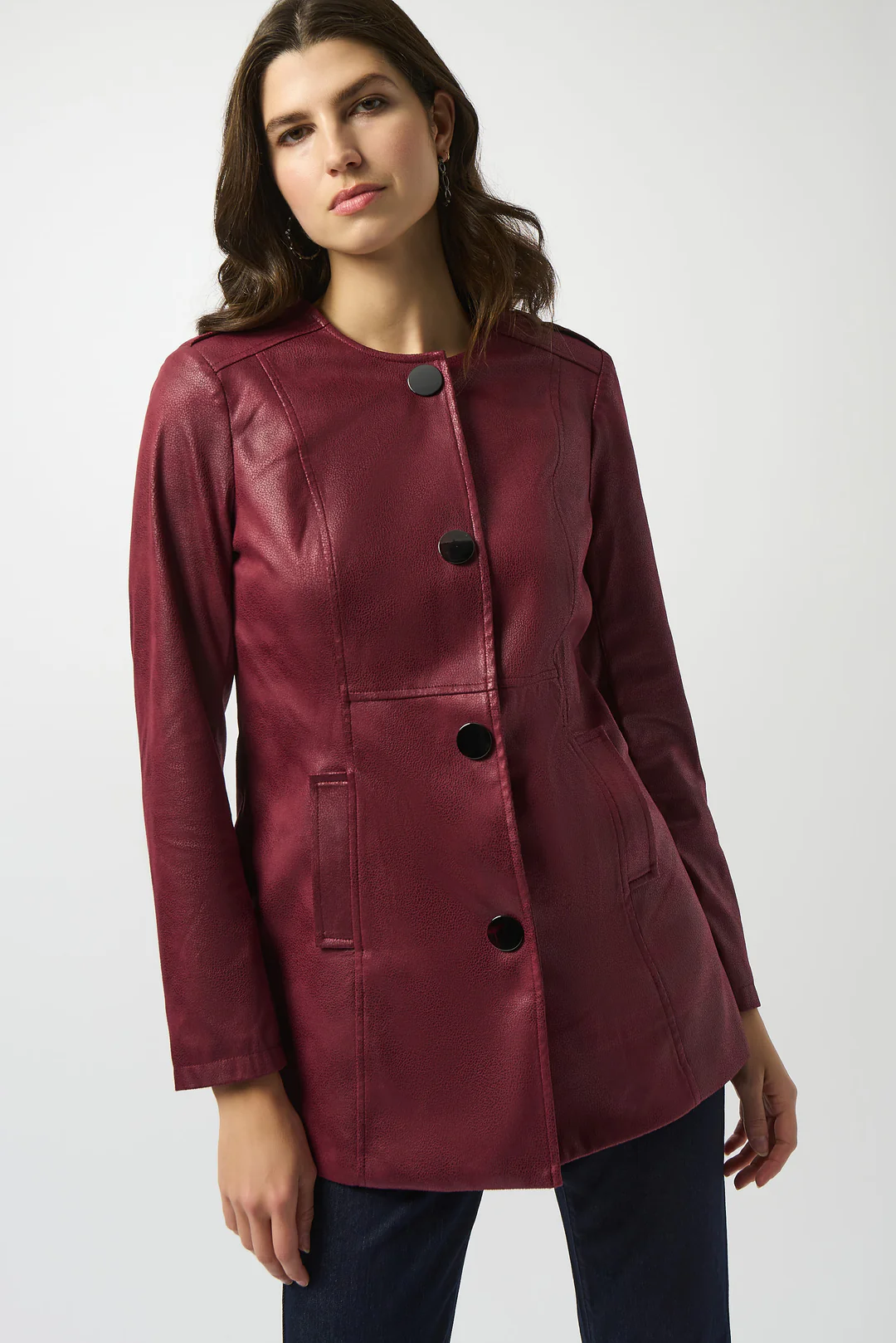 Joseph Ribkoff Merlot Long Sleeve Faux Suede Jacket 253934-R — AfterRetail