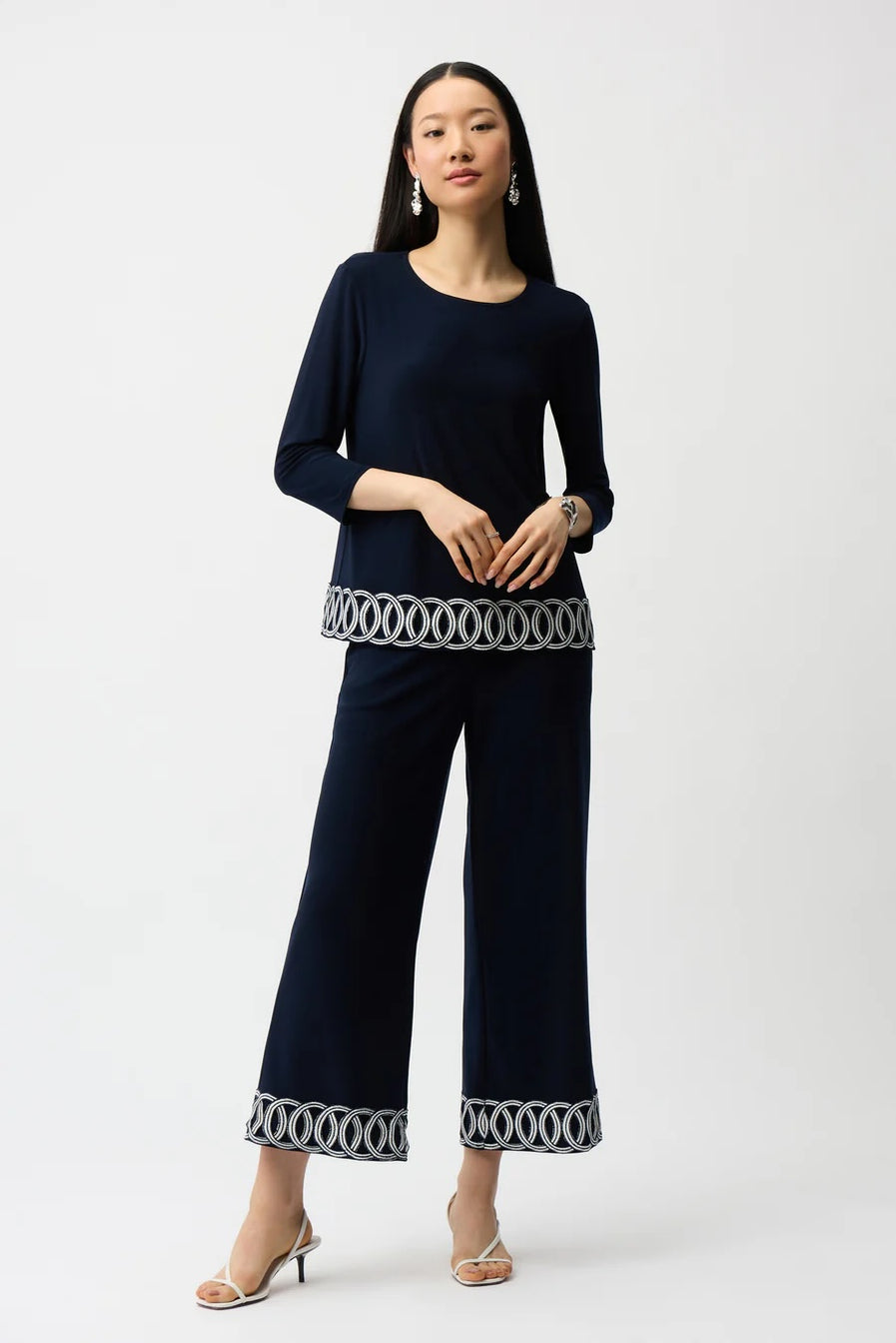 Joseph Ribkoff Midnight Blue Guipure Detail Culotte Pants 261246 ...