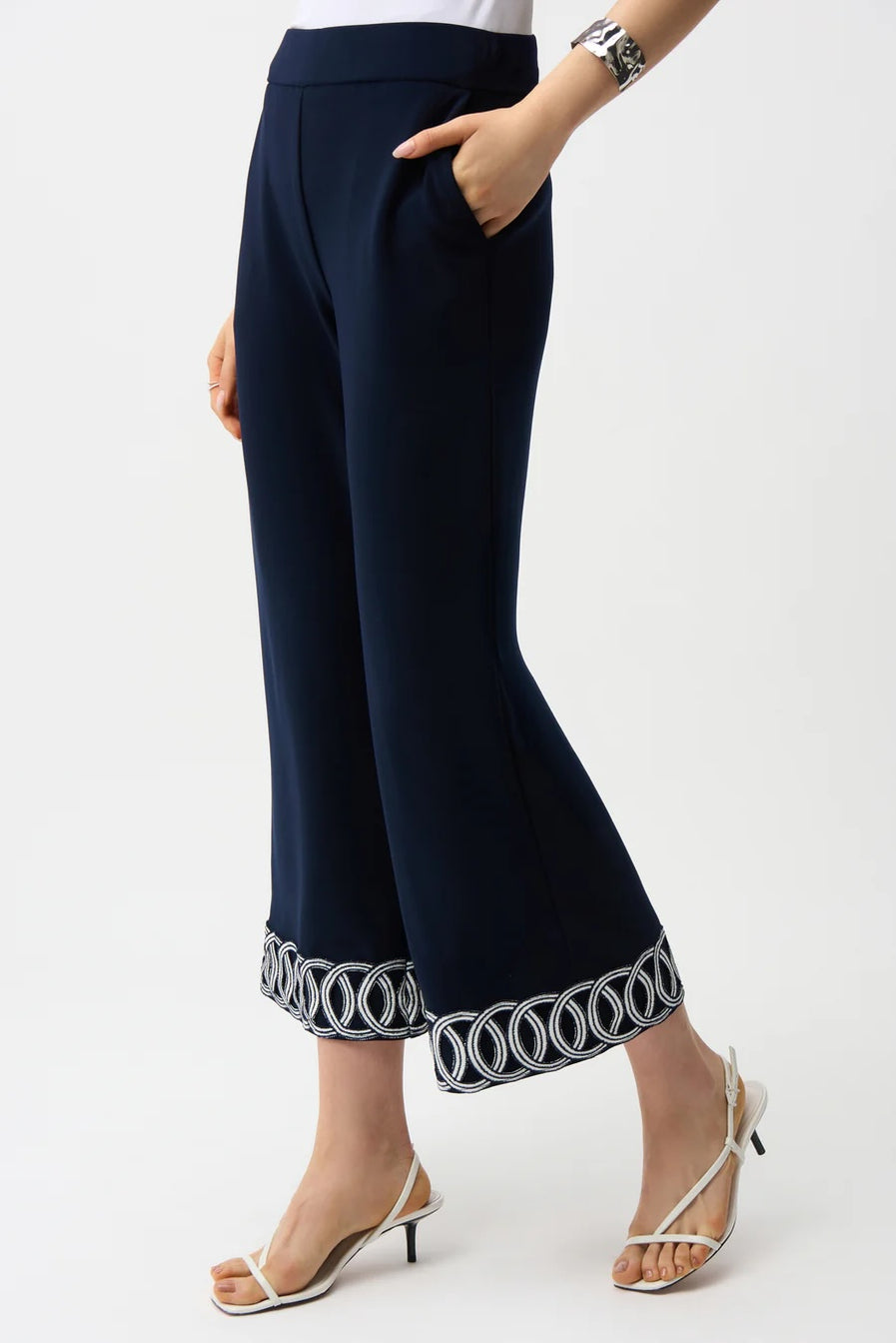 Joseph Ribkoff Midnight Blue Guipure Detail Culotte Pants 261246 ...