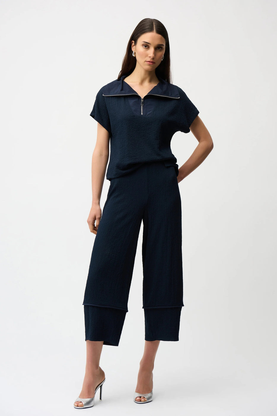 Buy Joseph Ribkoff Zip Front Short Sleeve Boxy Top 261017 — AfterRetail