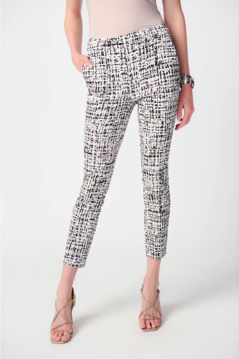 Blurry Check Pull-On Cropped Ankle Pants | Joseph Ribkoff — AfterRetail