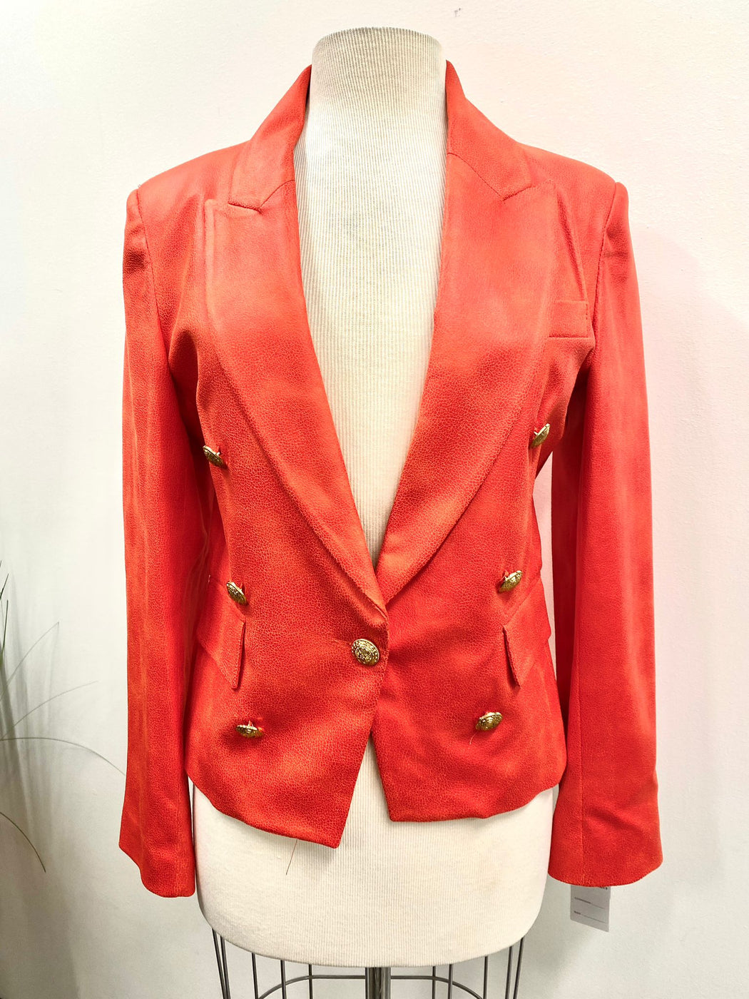 Buy OO LA LA Papaya Double Breasted Faux Suede Blazer Jacket M2017 ...